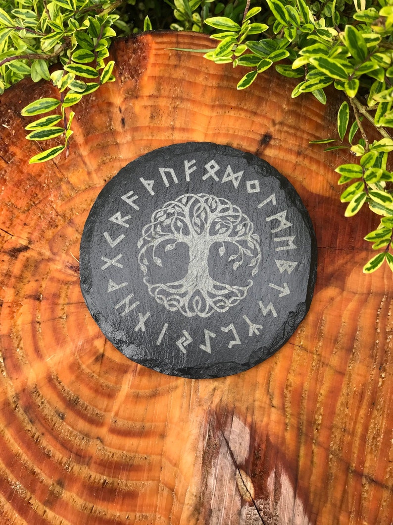 Viking slate coaster Yggdrasil the tree of life Asgard | Etsy