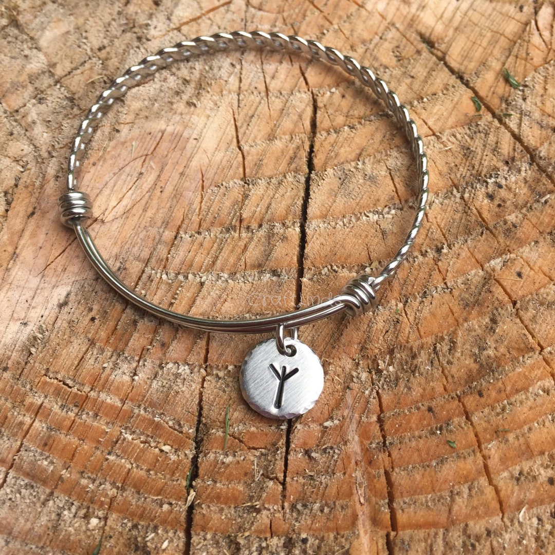 Runic, Viking, Protection, Twist Bangle, Hand Stamped, Stainless Steel ...