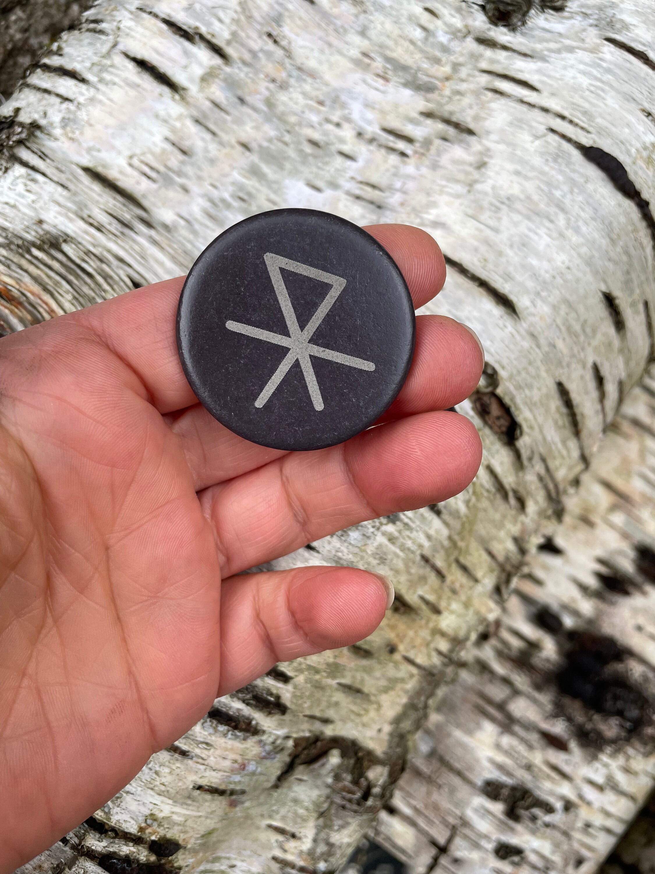 Viking slate Rune token palm stone love bind rune | Etsy