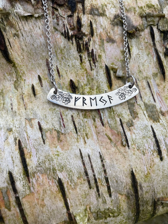 Freya Viking Hand Stamped Necklace Rune Norse Fehu Raido - Etsy