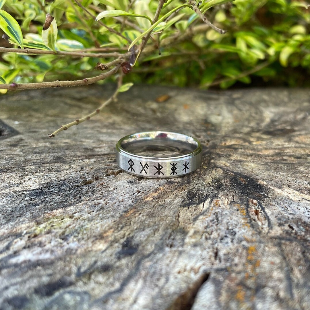Viking Stainless Steel Runic Ring, Bindrune, Norse, Elder Futhark, Bind ...