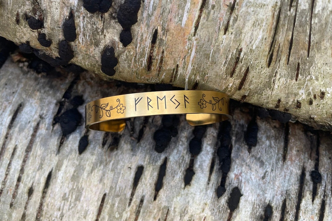 Viking Runic Freya, Freja, Gold Brass Colour Stainless Steel Cuff ...