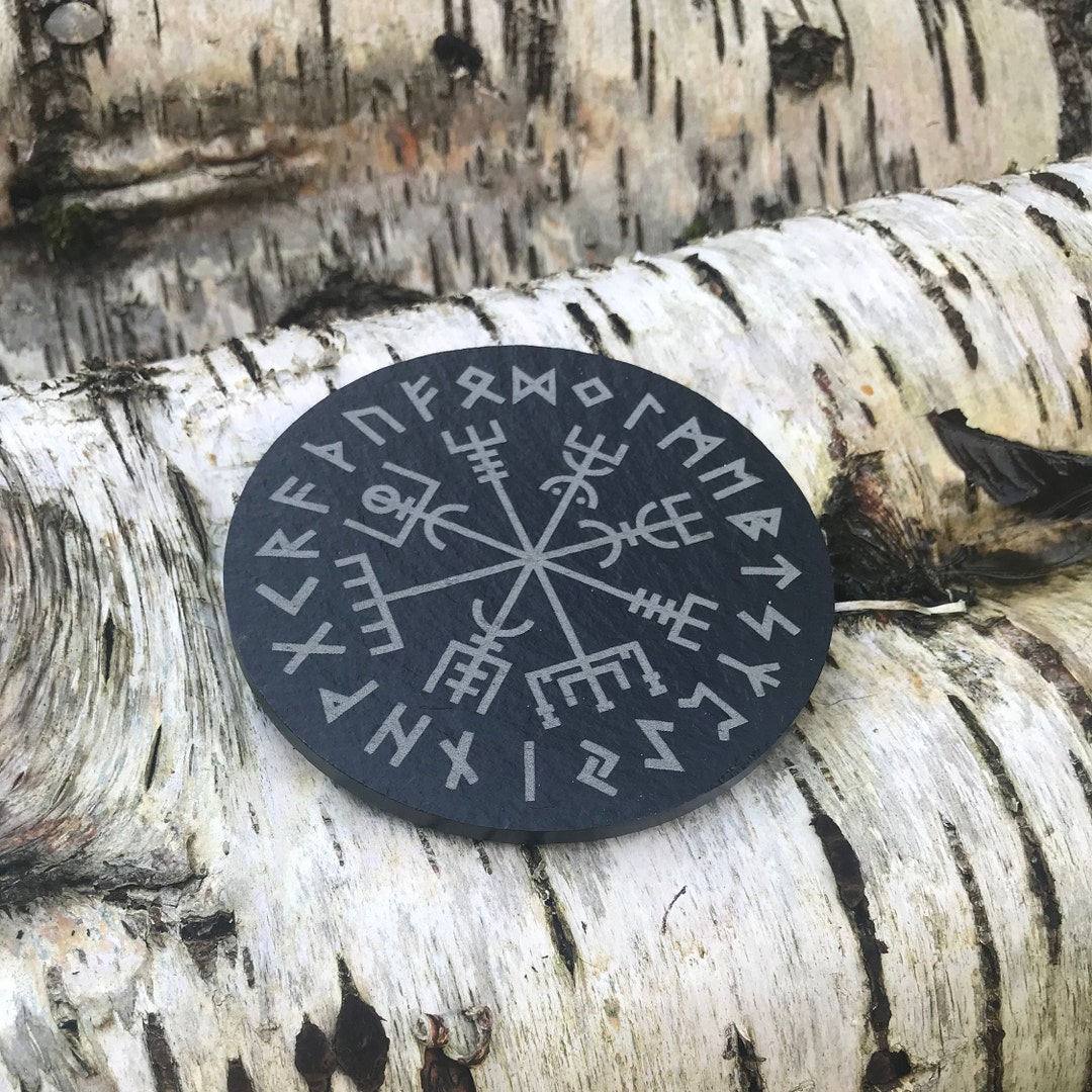 Vegvisir Slate Coaster, Smooth Edge, Viking Compass - Etsy