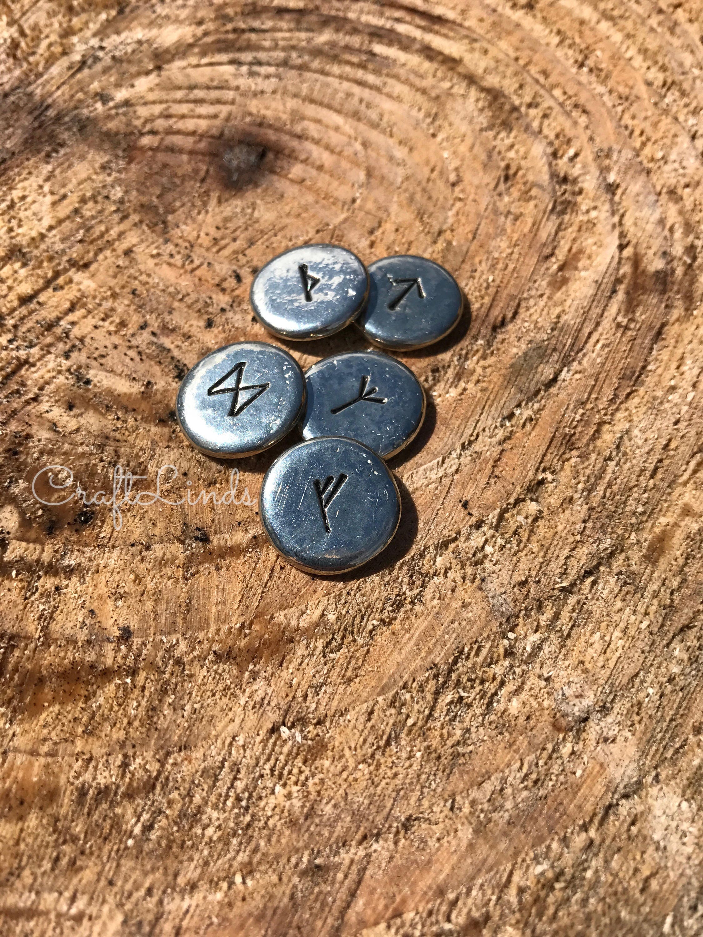 Viking Hand Stamped Pewter Rune Pebble Keepsake Token | Etsy UK