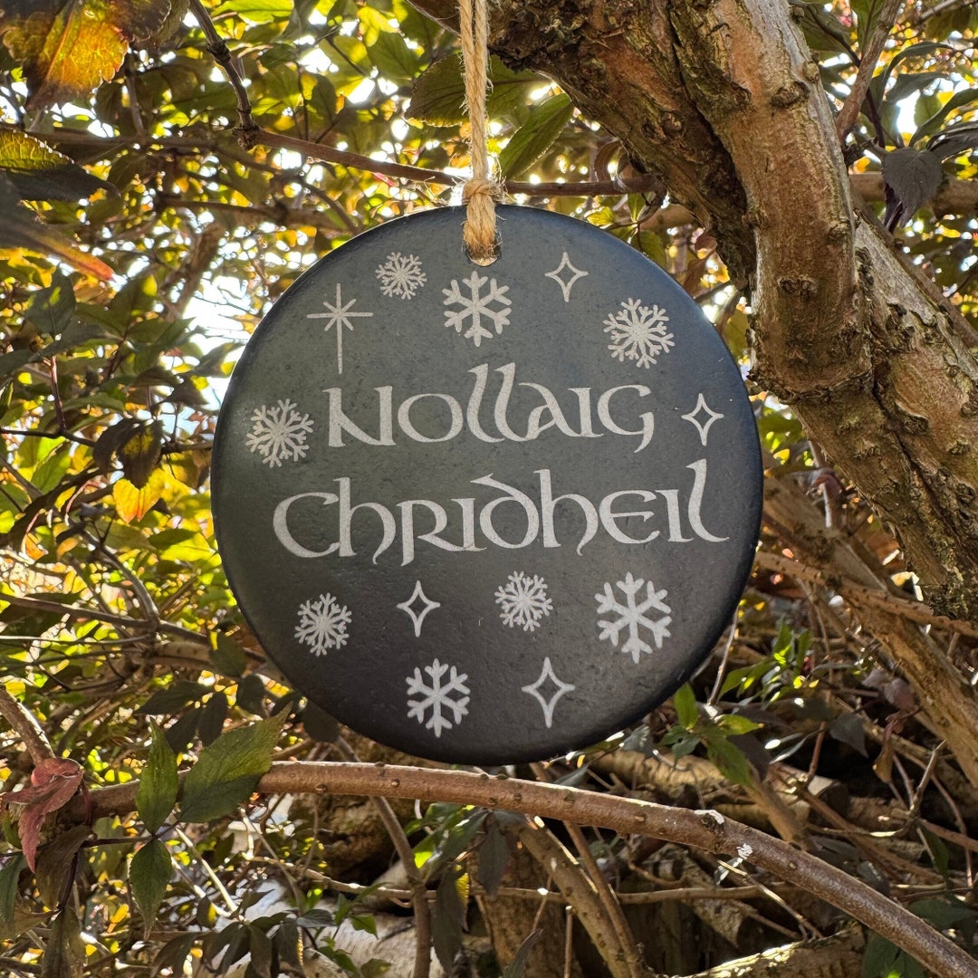 Slate Christmas Tree Decoration, Nollaig Chridheil, Merry Christmas ...