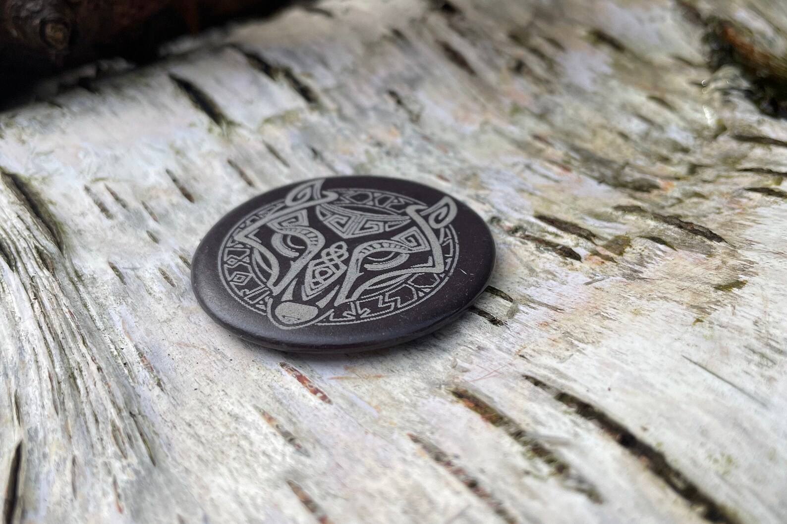 Viking slate token palm stonekeepsake Fenrir viking wolf | Etsy