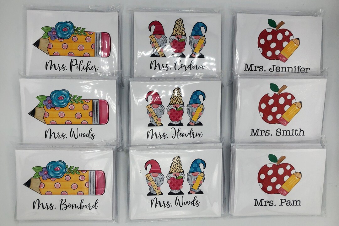 Personalized Teacher Note Card Set Teacher Appreciation - Etsy