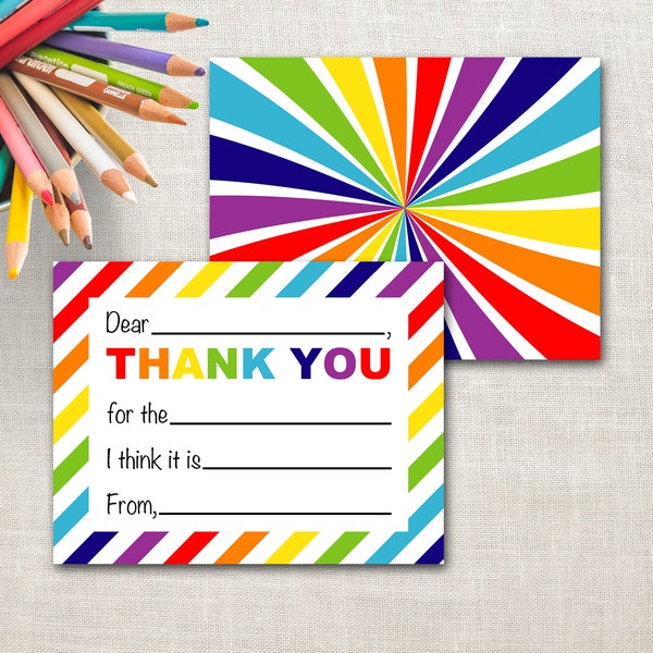 Birthday Thank You Cards for Kids Fill in the Blank Thank You - Etsy