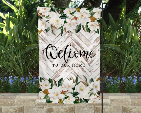 Magnolia Flowers Garden Flag Magnolia Floral Yard Flag | Etsy