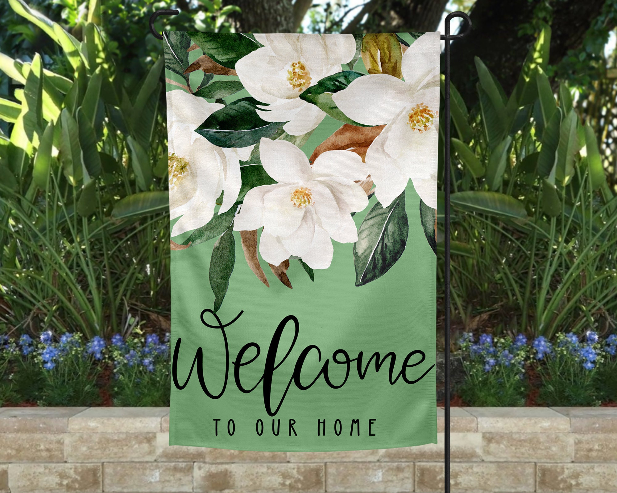 Magnolia Flowers Garden Flag Magnolia Floral Yard Flag | Etsy