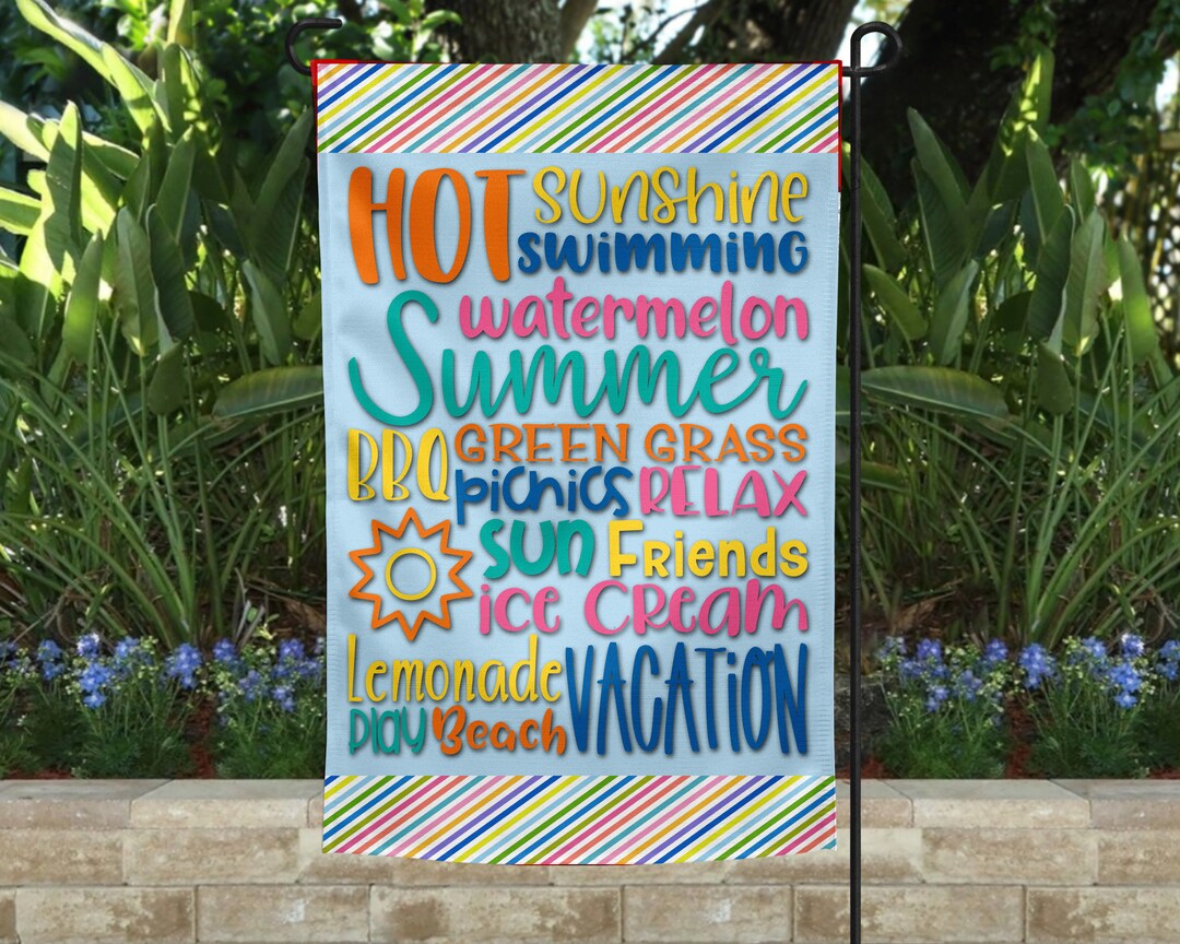 Summer Fun Garden Flag | Summer Subway Art Flag | Double Sided Garden ...