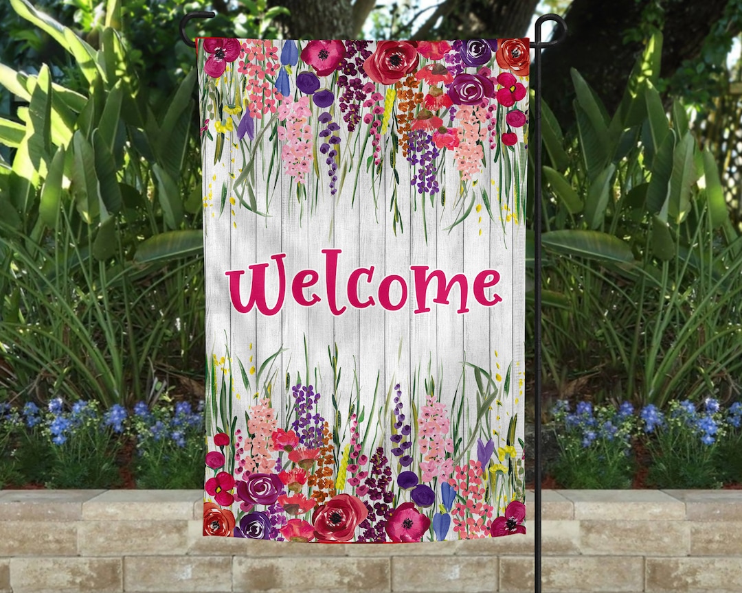 Garden or House Flag | Welcome Yard Flag | Welcome Flag | Decorative ...