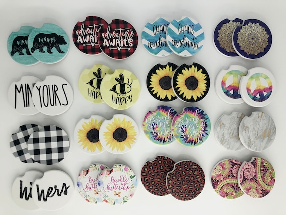 Ceramic Car Coasters Set of Two 2 Sixteen Design Options - Etsy