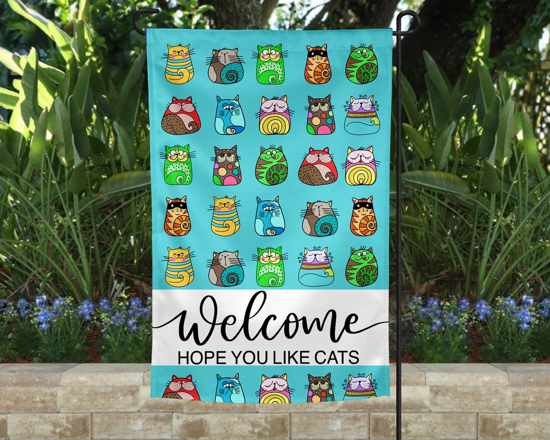 Cat Garden Flag | Welcome Flag | Yard Decor | Garden Decor| Porch Decor ...