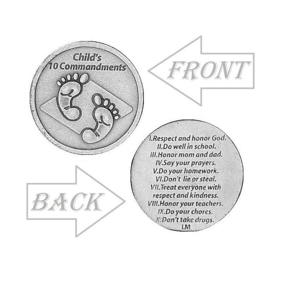 Ten Commandments, Baby Shower Favors, Gift for Godchild, Commandments ...