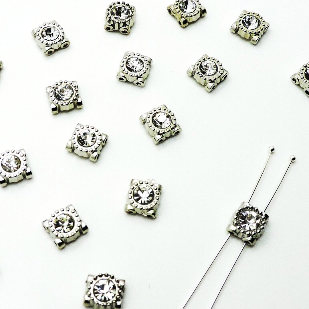 Vintage Large Rhinestones, Sew on Rhinestones, Silver Metal Buttons ...