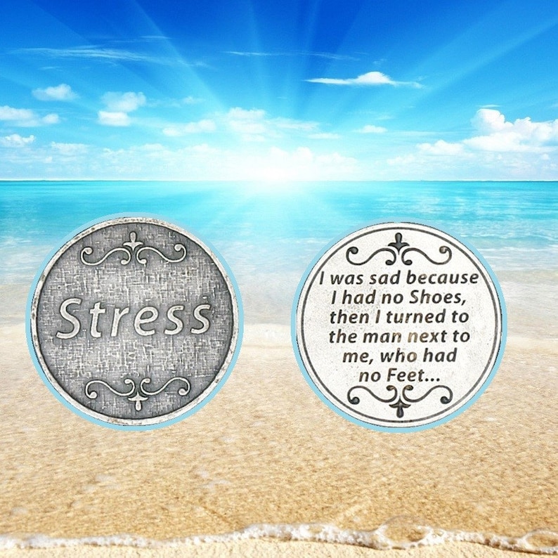 Stress Token Worry Less Smile More Pocket Token Stamped - Etsy