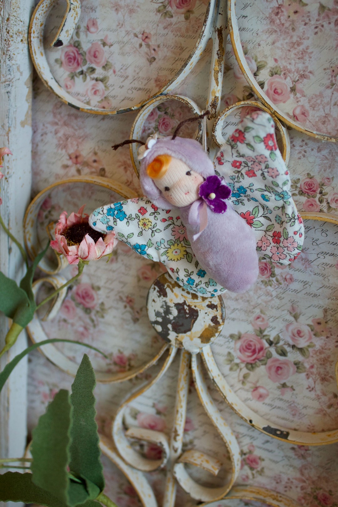Artist Inspired Waldorf Butterfly Doll With Purple Body and Orange Hair ...