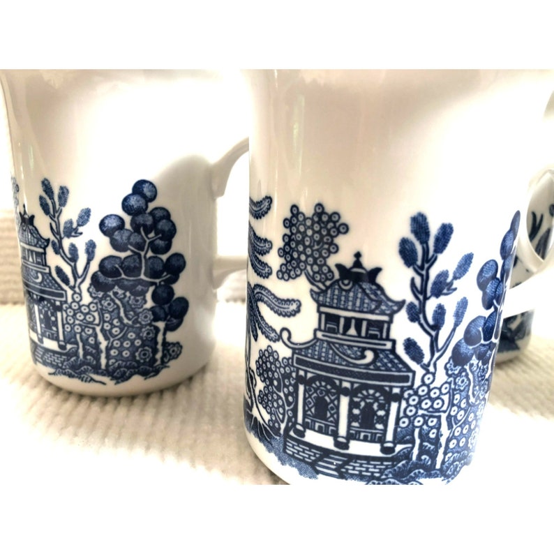 Vintage Churchill Blue Willow Tall Mugs Made in England Set of 5 ...