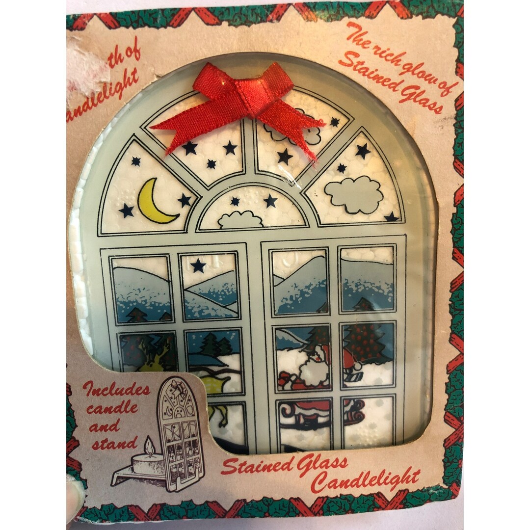 1991 Vintage Artmark Santa in Sleigh Stained Glass - Etsy