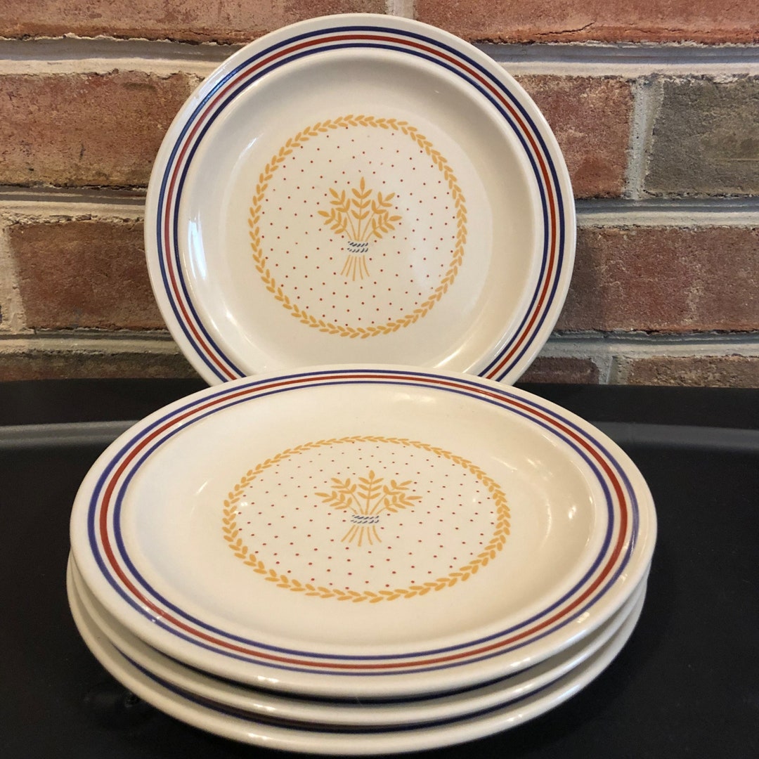 Newcor 1989 Stoneware Salad Plates Set of 4 Harvest Wheat Design ...