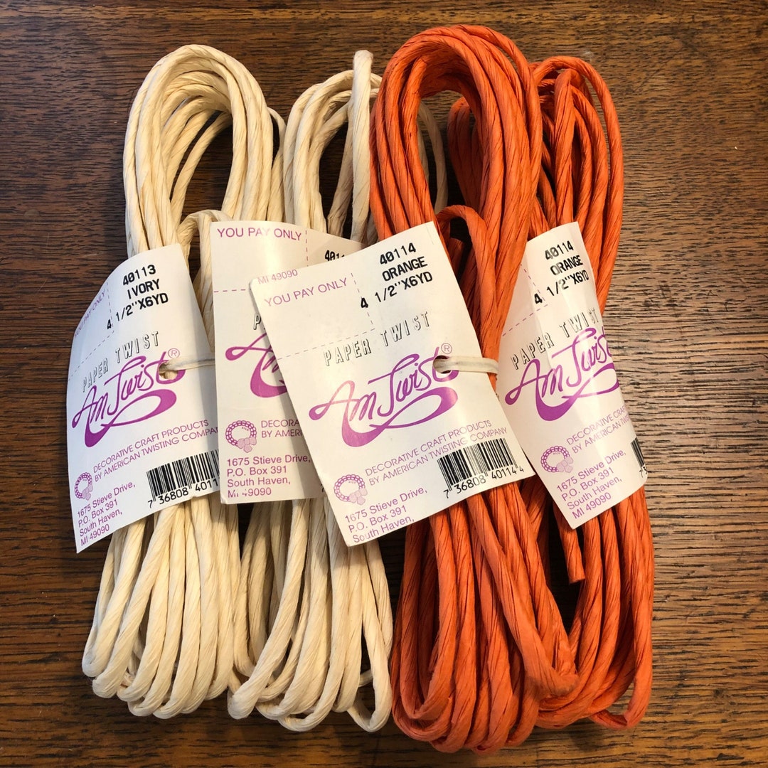 Twisted Paper Twist Ribbon Lot of 4 Ivory & Orange 4 1/2 X 6 Yards NWT ...