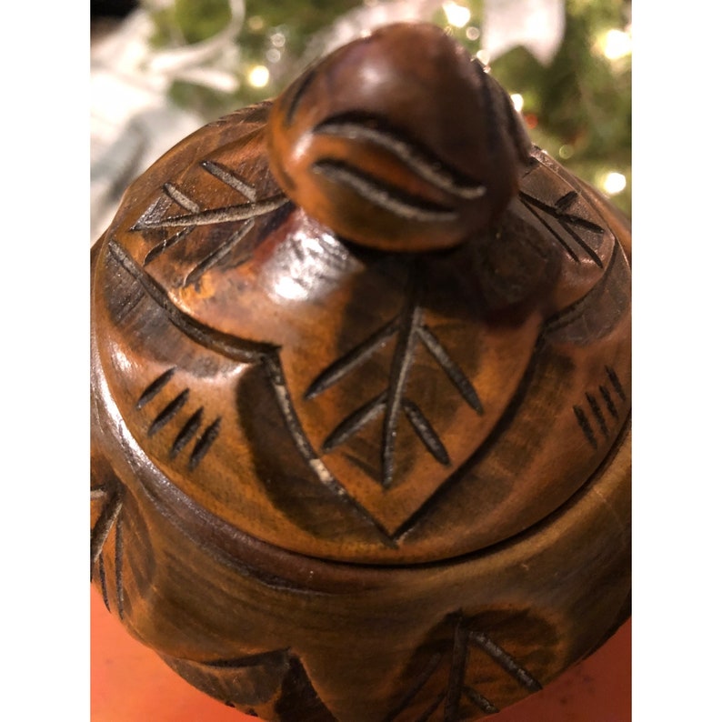 Hand Carved Wood Jar, Box With Lid, 4 High - Etsy