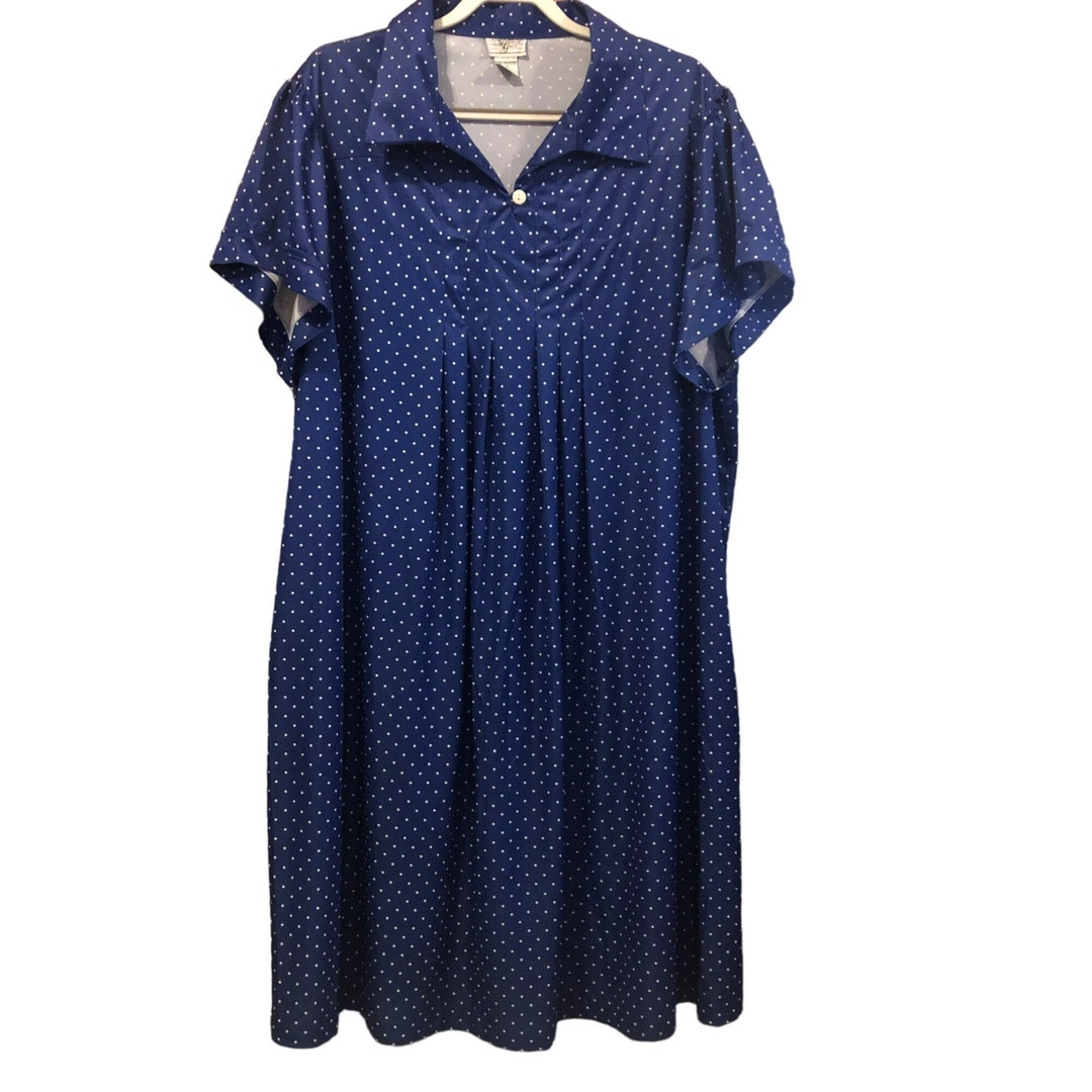 Bridge Gate Polyester Nightgown Sz B8 Blue W/poka Dots Grandmacore - Etsy