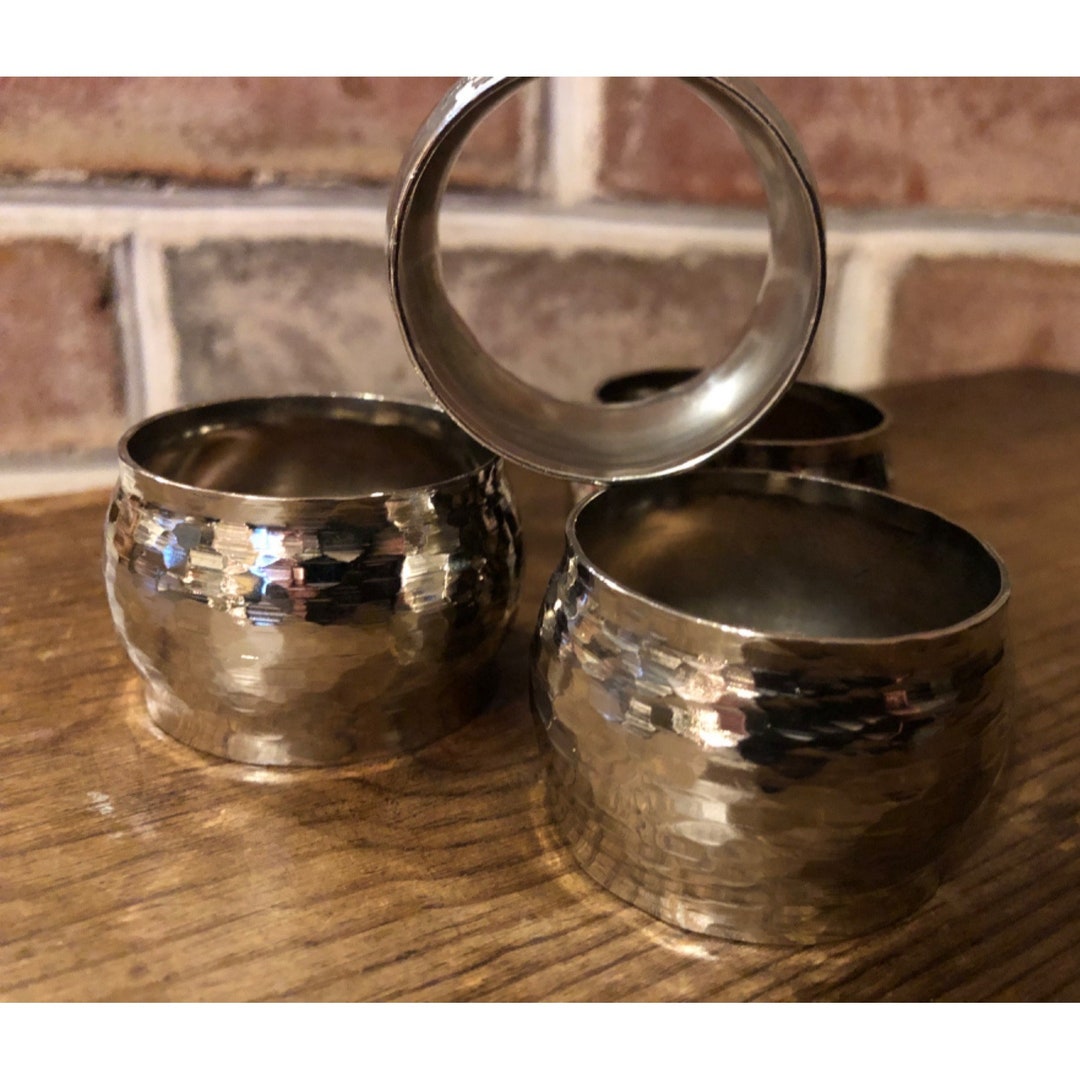 Vintage Estate Set of 4 Silver Plated Napkin Rings Made in Hong Kong - Etsy