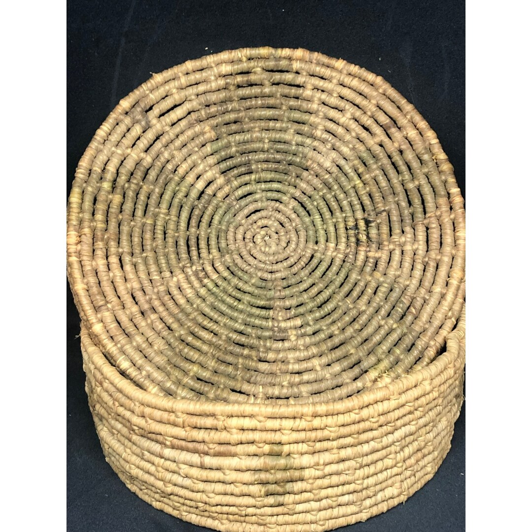 Antique Woven Basket With Lid, Coil Basket, Early 1900's - Etsy