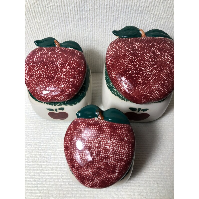 Vintage Ceramic Apple Canister Set, Three Piece Set - Etsy