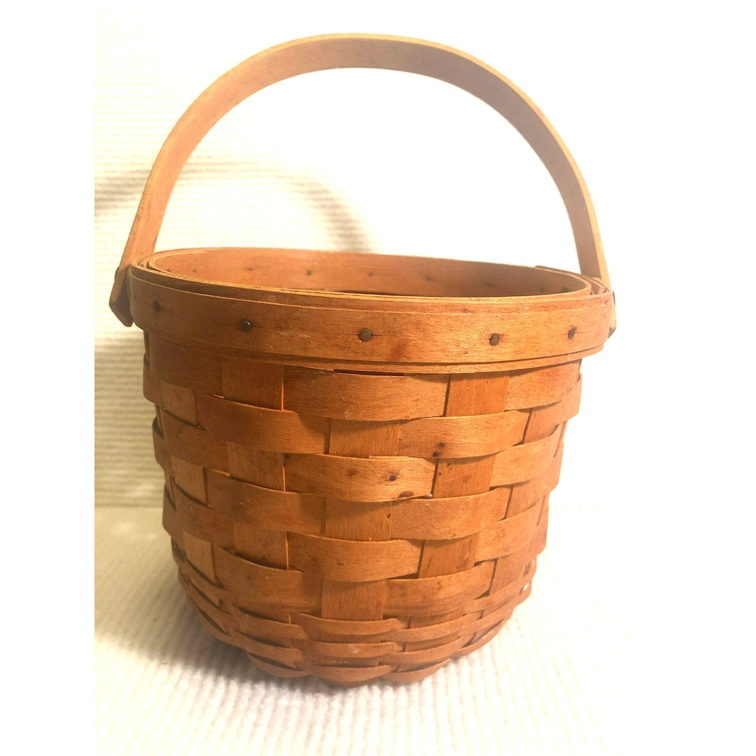 1995 Longaberger Round Basket With Swing Handle - Etsy