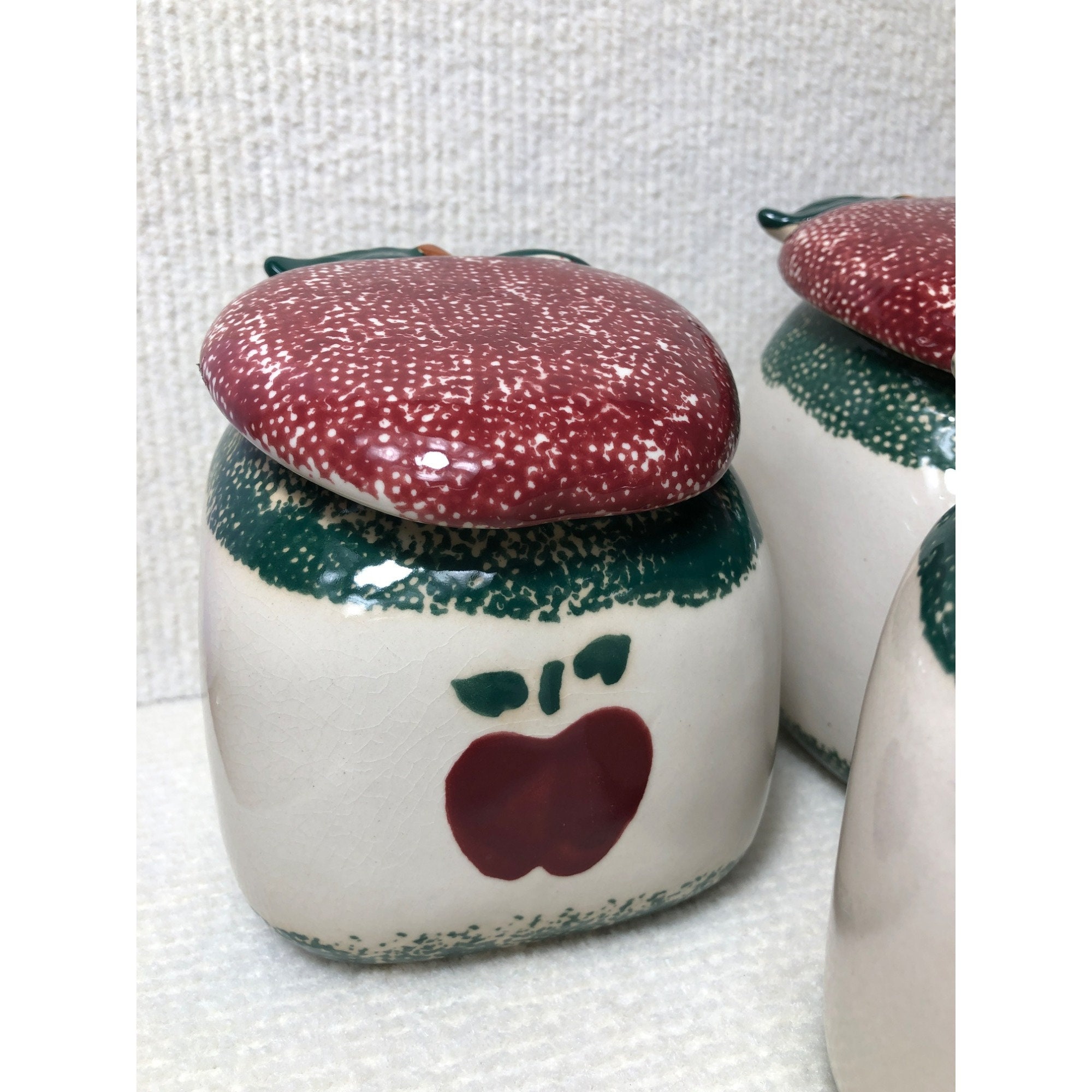 Vintage Ceramic Apple Canister Set Three Piece Set - Etsy
