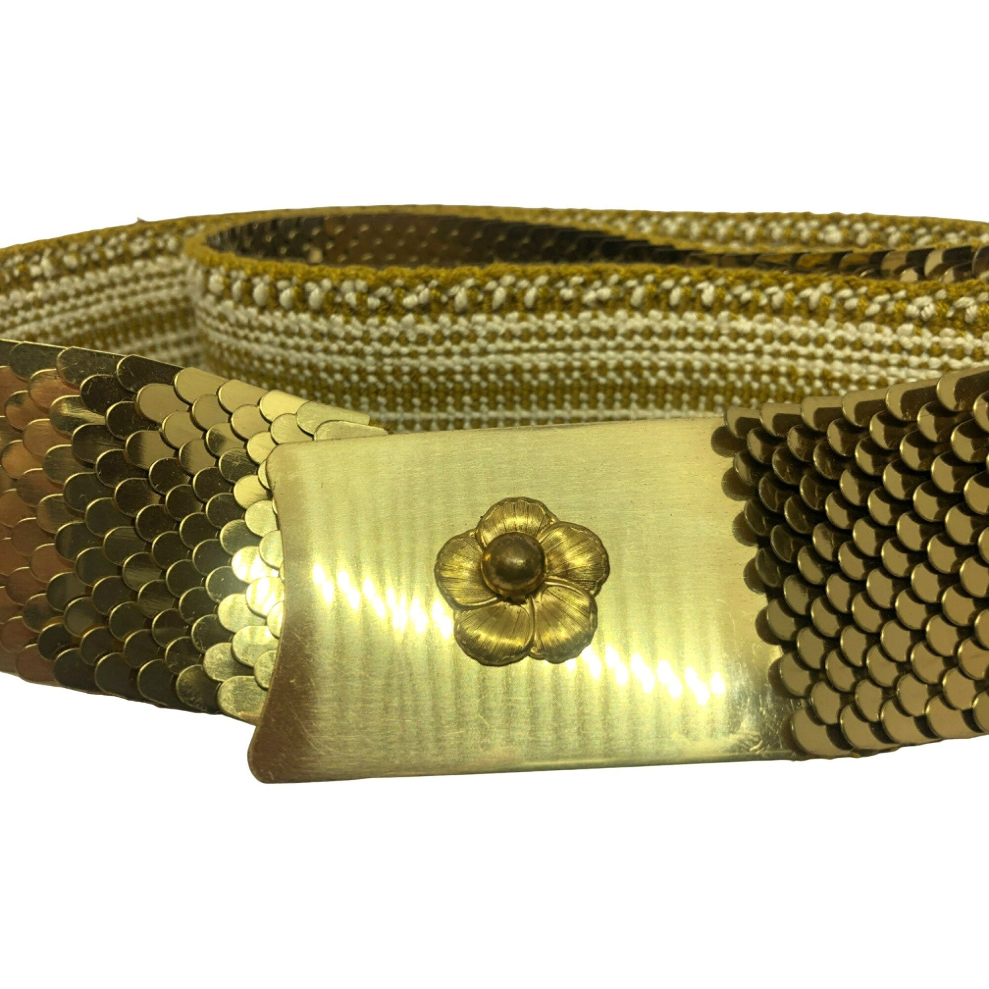 Vintage Gold Tone Metal Overlapping Fish Scale Style Stretch - Etsy