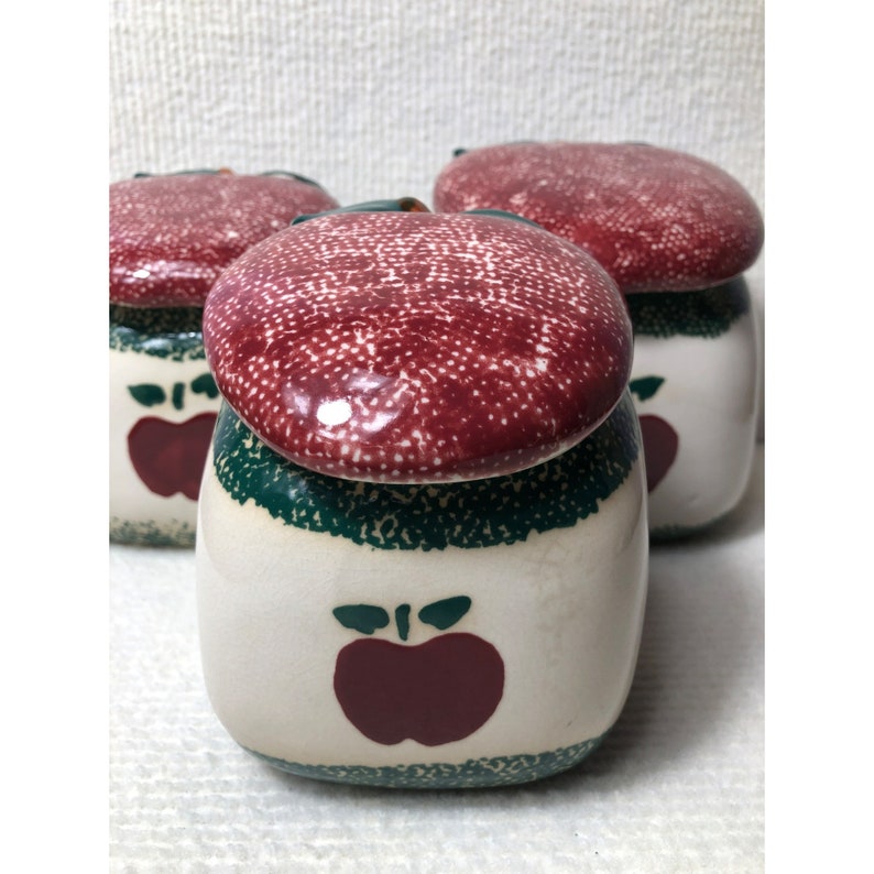 Vintage Ceramic Apple Canister Set, Three Piece Set - Etsy