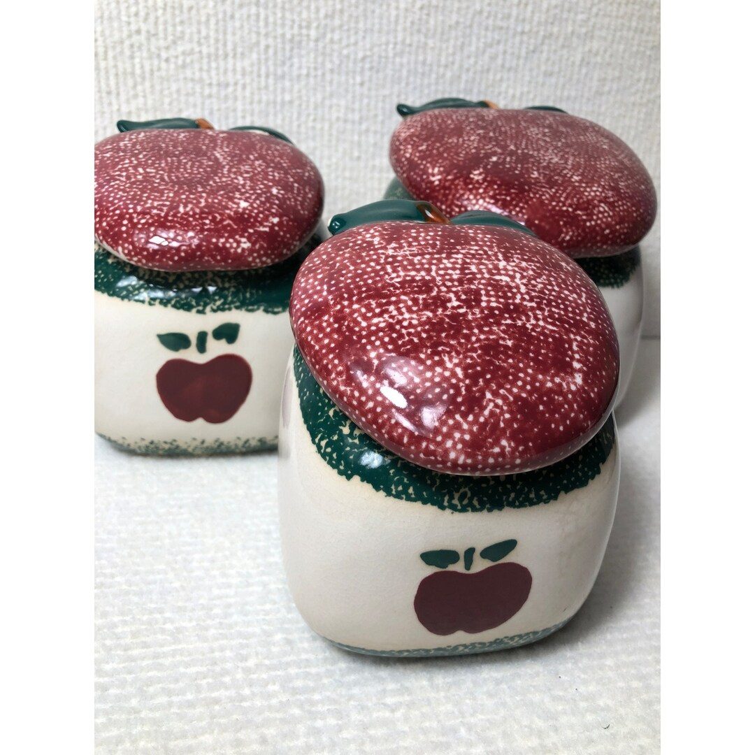 Vintage Ceramic Apple Canister Set, Three Piece Set - Etsy
