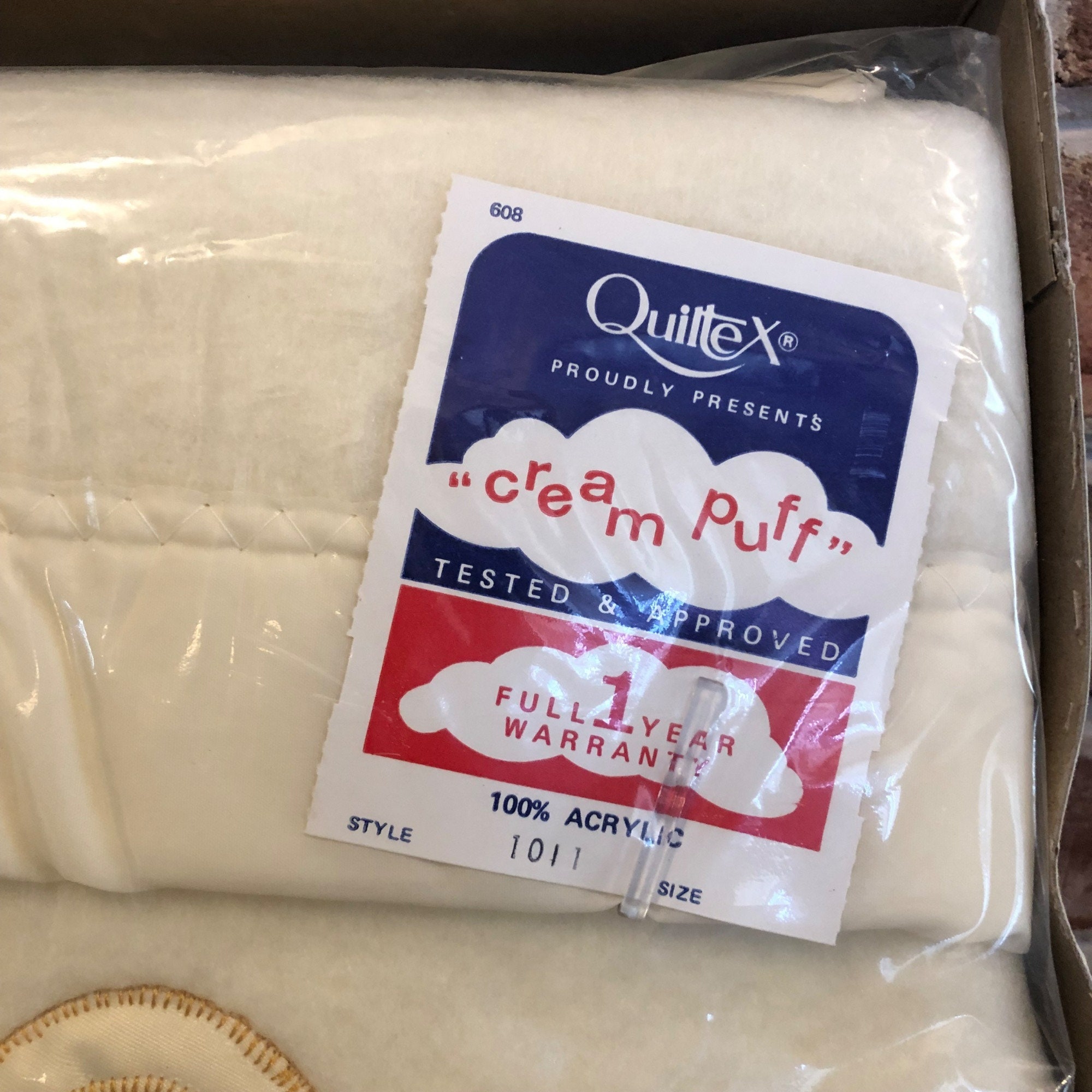 New Quiltex Embroidered Teddy Bear Crib Baby Blanket Eggshell in ...