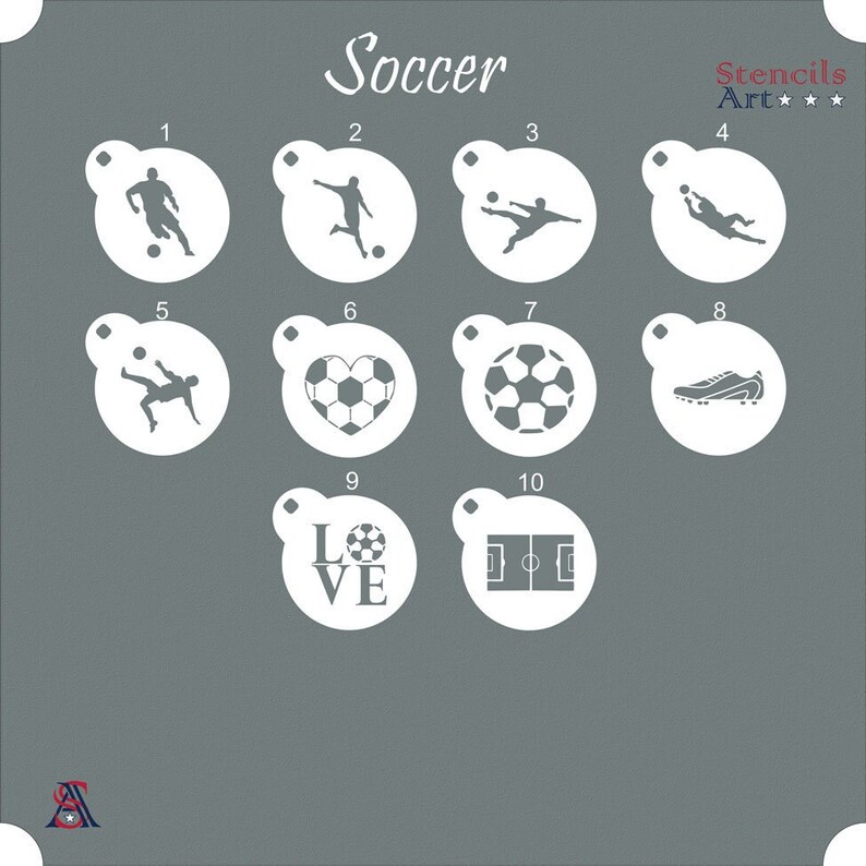 Soccer Stencils, Stencils, Cookie Stencils, Stencils for Macarons ...