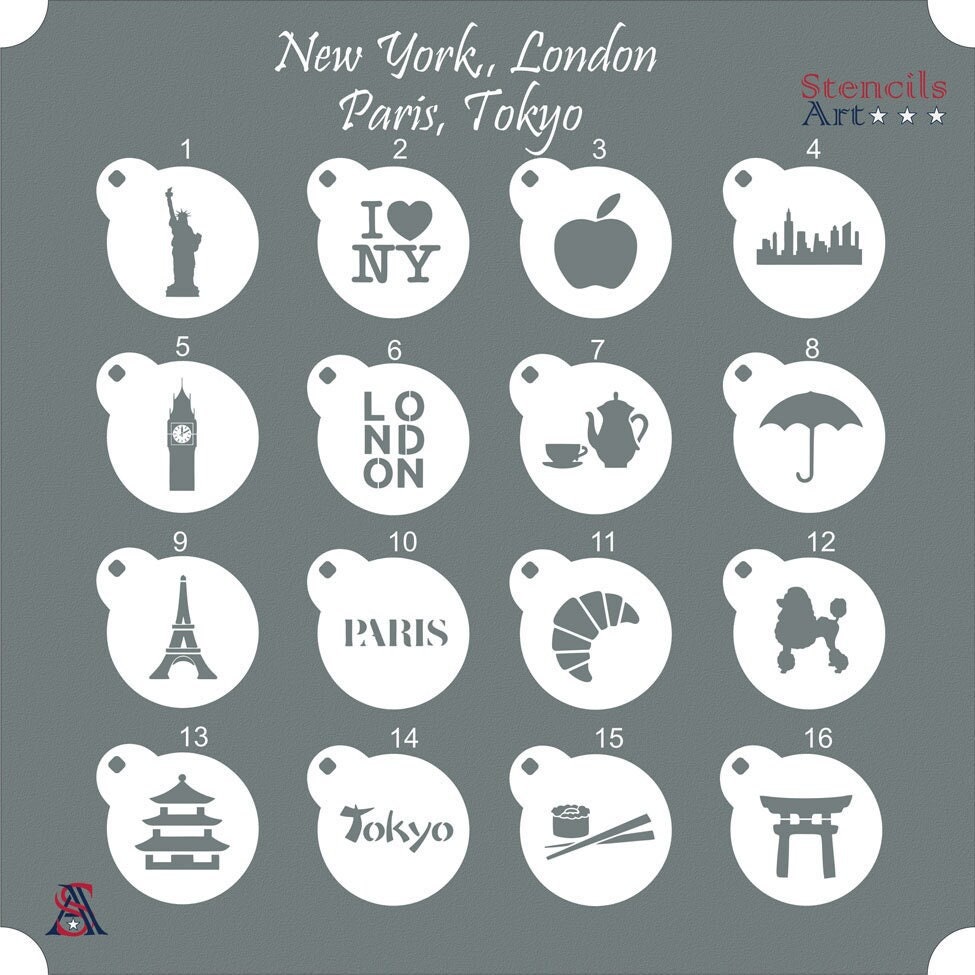 City Stencils, New York Stencils, Cookie Stencils, Tokyo Stencils ...
