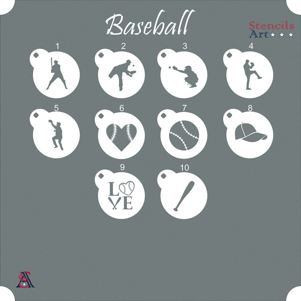 Baseball Stencils, Stencils, Cookie Stencils, Stencils for Macarons ...