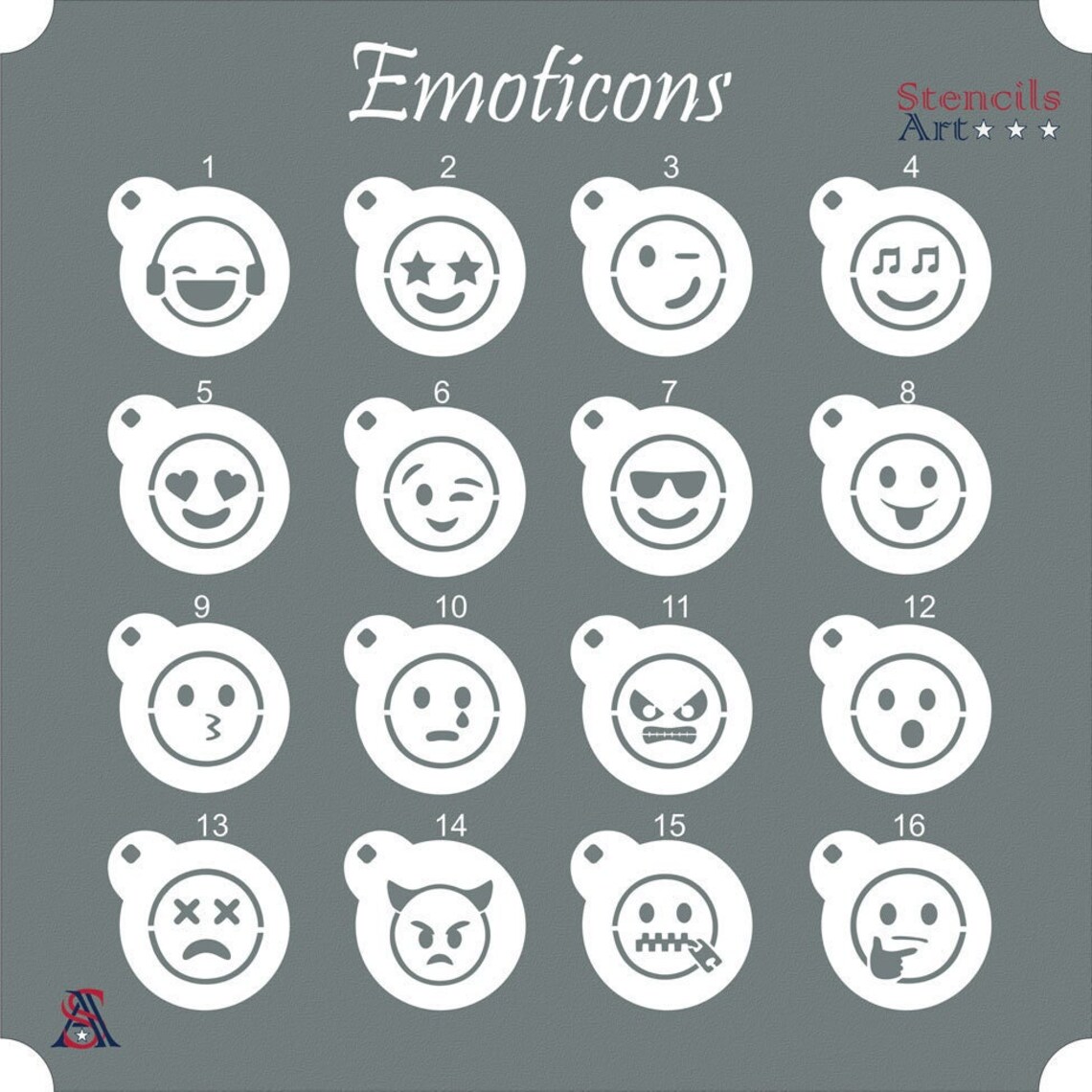 Emoticon Stencils, Cookie Stencils, Stencils, Macaron Stencils, E-moji ...