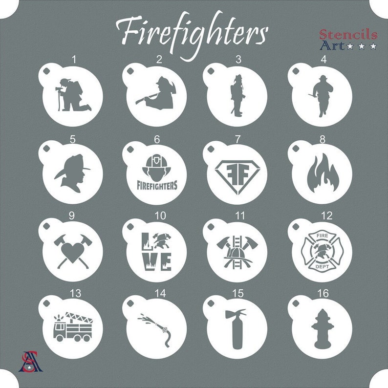 Firefighters Stencils, Fire Stencils, Fire Department Stencils, Cookie ...