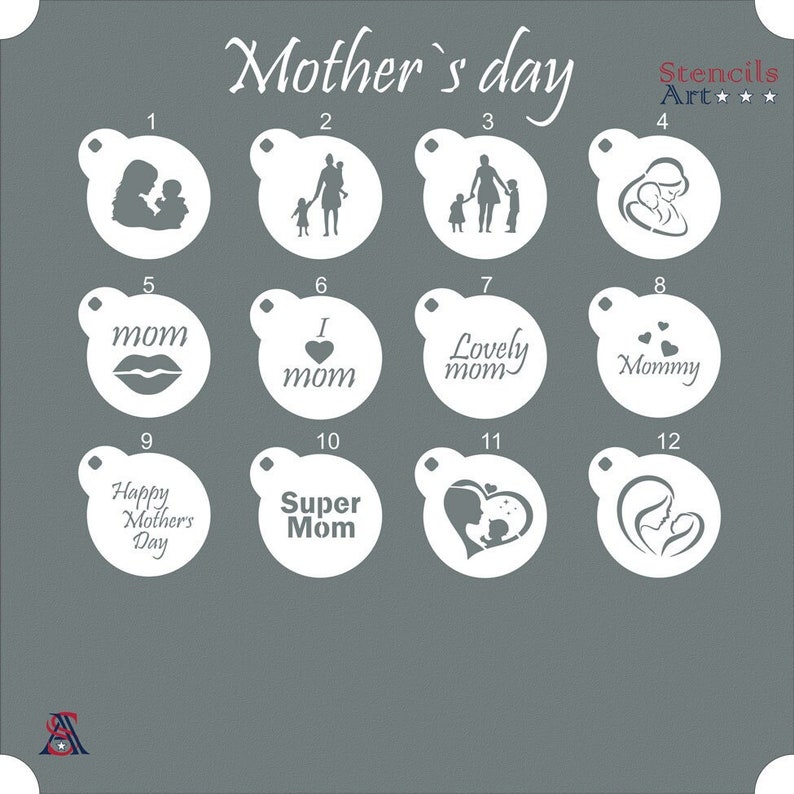 Mothers Day Stencils, Cookie Stencils, Stencils Macarons, Macaron ...