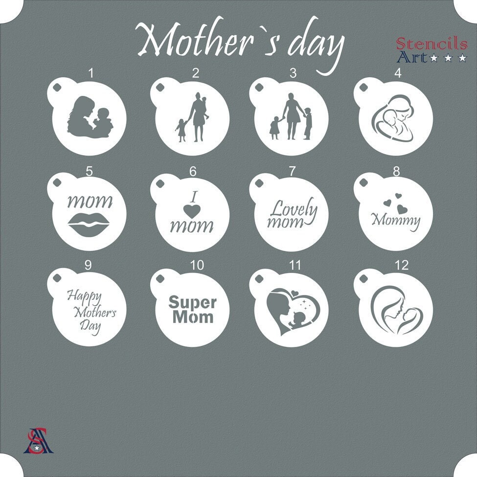 Mothers Day Stencils, Cookie Stencils, Stencils Macarons, Macaron ...
