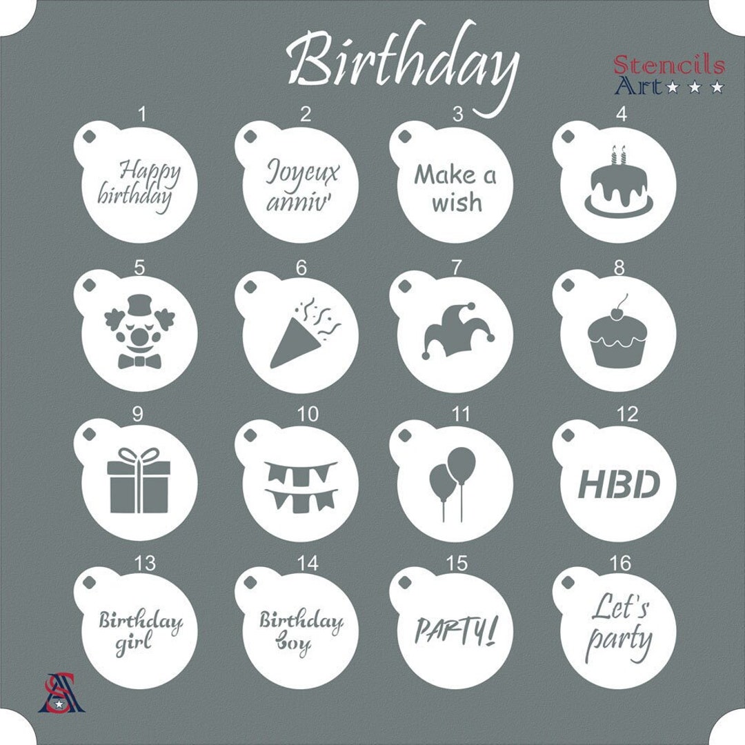 Birthday Stencils Happybirthday Stencils Party Stencils - Etsy
