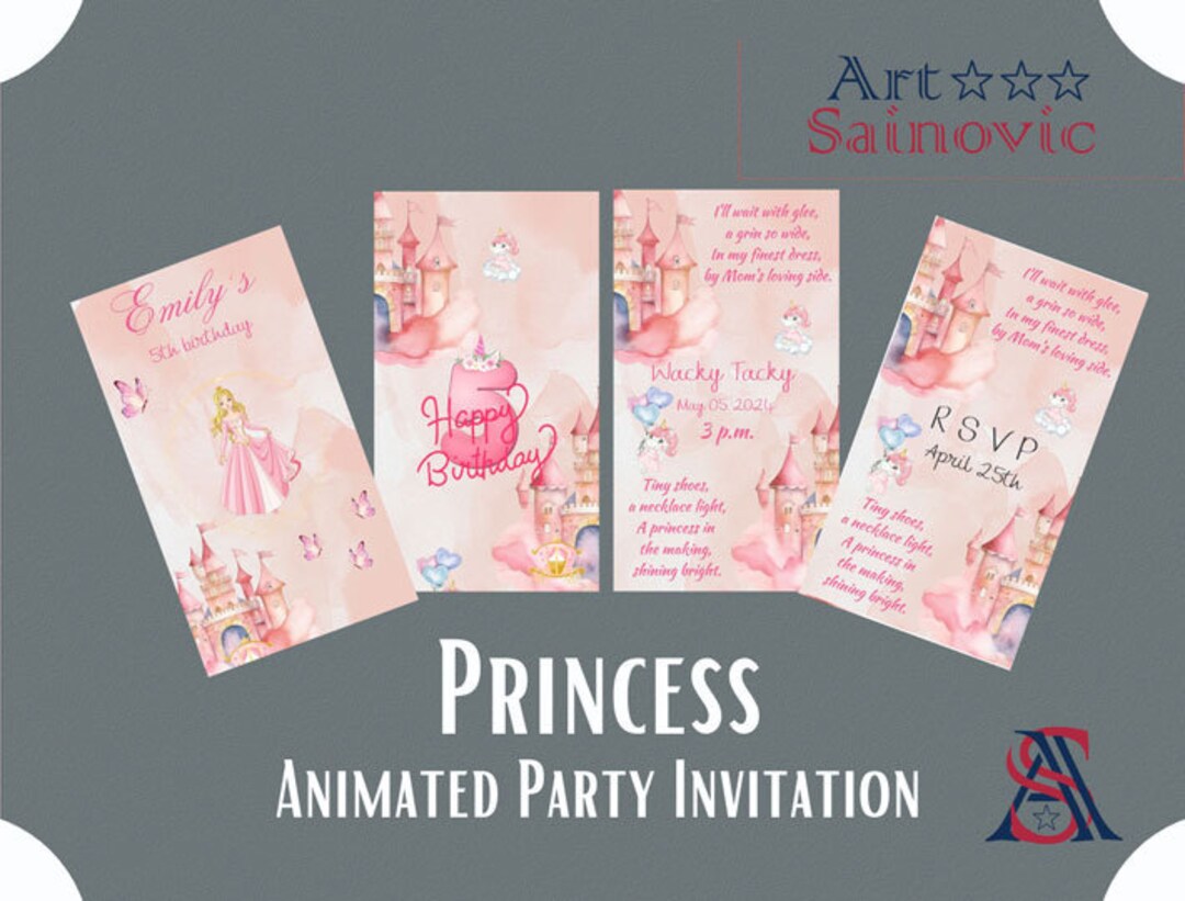 Princess Birthday Video Invitation Birthday Invite Baby Shower Video ...