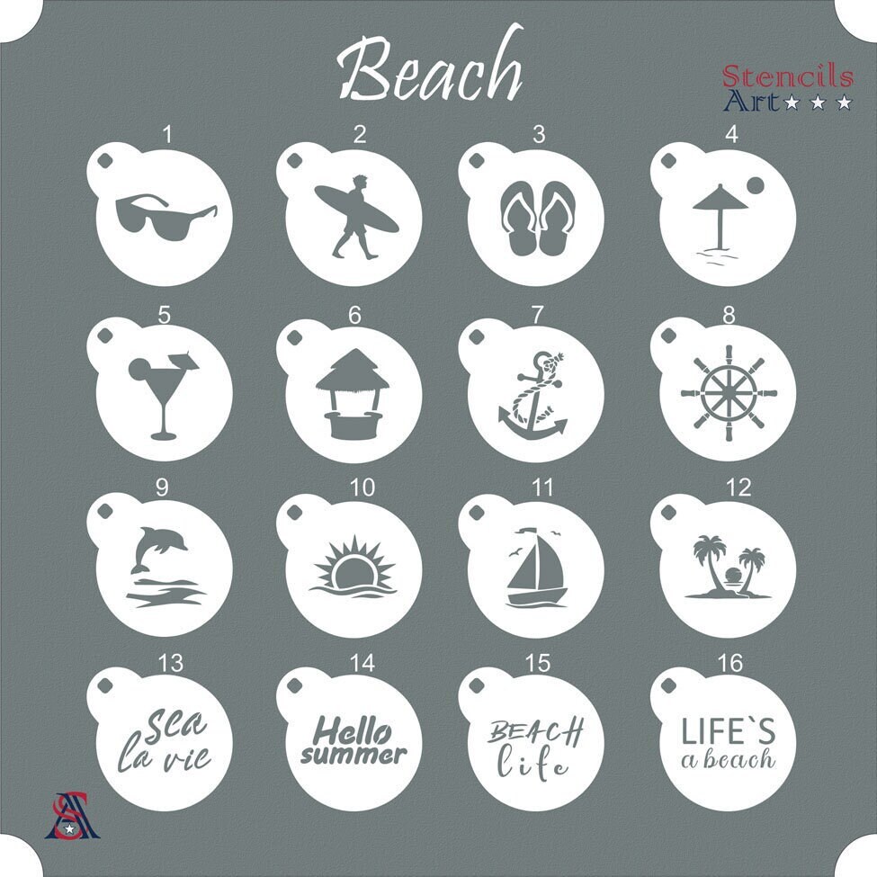Beach Stencils, Surf Stencils, Palm Tree Stencils, Cookie Stencils ...