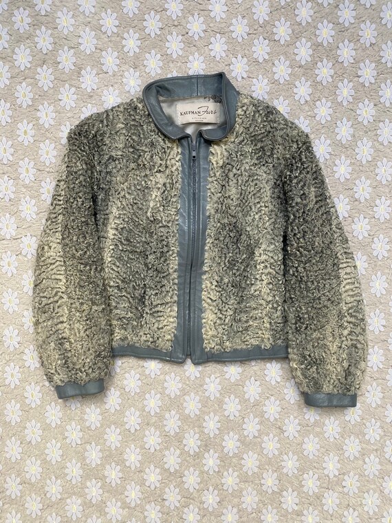 Vintage 1970s Curly Karakul Lambswool and Leather Jac… - Gem