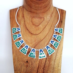 Aztec Necklace, Turquoise Necklace, Art Deco Choker, Mexican Jewellery ...