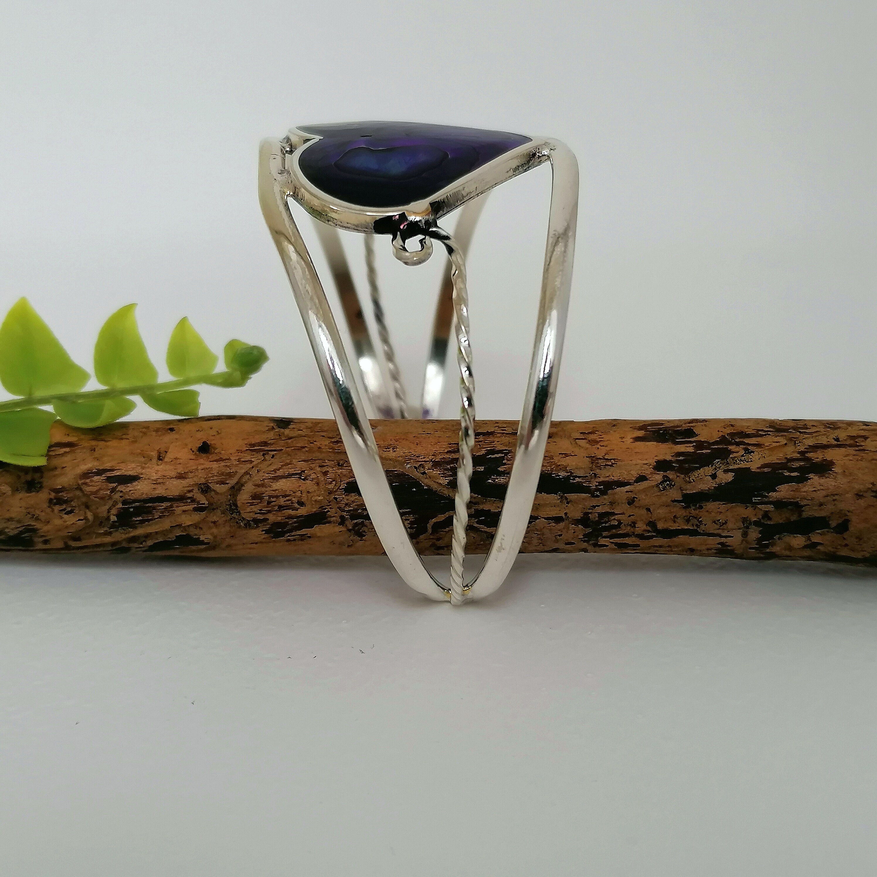 Purple Abalone Heart Bracelet Abalone Cuff Mexican | Etsy